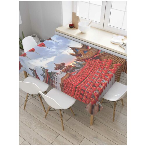 Скатерть прямоугольная JoyArty на кухонный стол "Японские выступления" из оксфорда, 180x145 см
