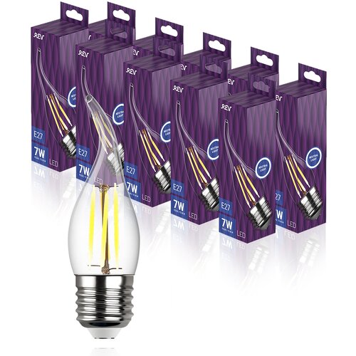Упаковка светодиодных филаментных ламп 10 шт REV 32498 0, 4000К, Е27, FFC37, 7Вт