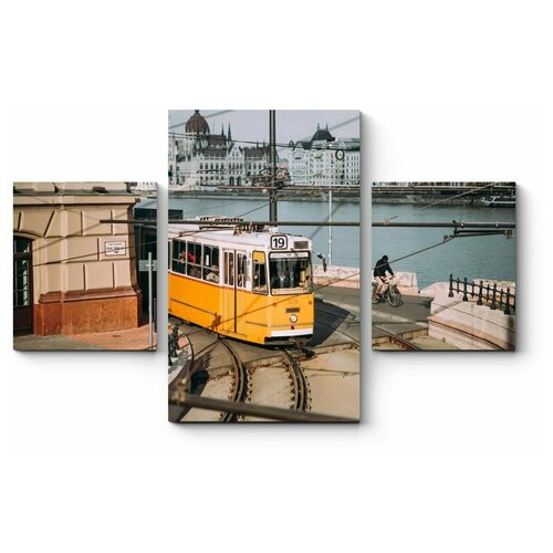 Модульная картина Трамвай по одной из улиц Будапешта110x72