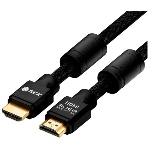 Кабель GCR HDMI - HDMI (GCR-HM481), 12 м, черный, фер. кольца