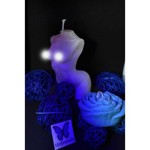 Набор свечей из кокосового воска, 2 свечки Morfomenelay "Силэт девушки и цветок"