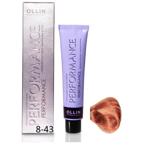OLLIN Professional Performance перманентная крем-краска для волос, 8/43 светло-русый медно-золотистый, 60 мл