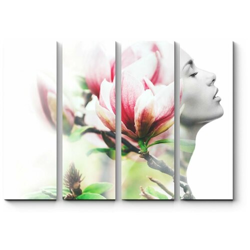 Модульная картина Девушка-цветок 140x105