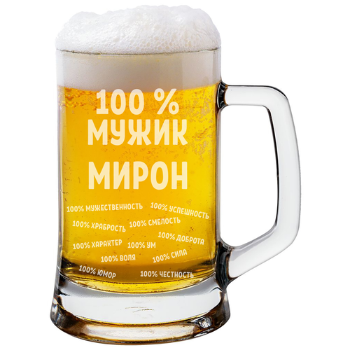 Кружка пивная Мирон 100% мужик