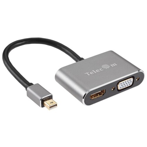 Кабель Mini DisplayPort - HDMI - VGA, M/F/F, 4K 30Hz, серый, Telecom, TA6080