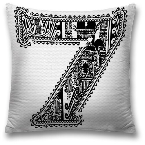 Наволочка декоративная на молнии, чехол на подушку JoyArty "Орнаментальная семерка" 45х45 см