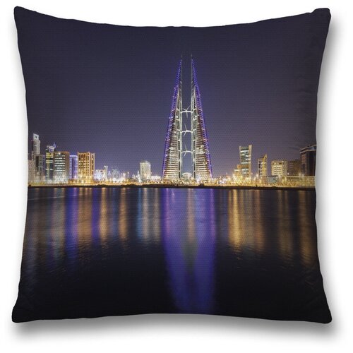 Наволочка декоративная на молнии, чехол на подушку JoyArty "Манама королевство Бахрейн" 45х45 см
