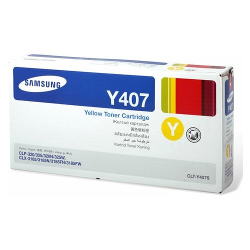 Картридж лазерный SAMSUNG (CLT-Y407S) CLP-320/325/N, CLX-3185/N/FN и др, оригинальный, желтый