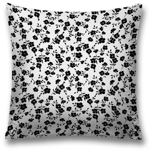 Наволочка декоративная на молнии, чехол на подушку JoyArty "Черные цветы" 45х45 см