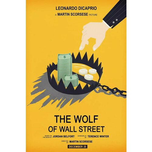 Плакат, постер The Wolf of Wall Street, 2013. Волк с Уолл-стрит на холсте, размер 30х42см