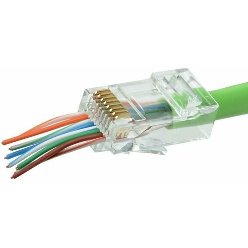 Коннектор Hyperline PLEZ-8P8C-U-C5-100 интерфейсы UTP кат.5e RJ45 цвет прозрачный упаковка 100 шт (1735095)