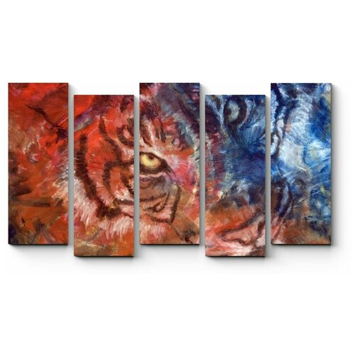 Модульная картина Тигр маслом на холсте 100x58