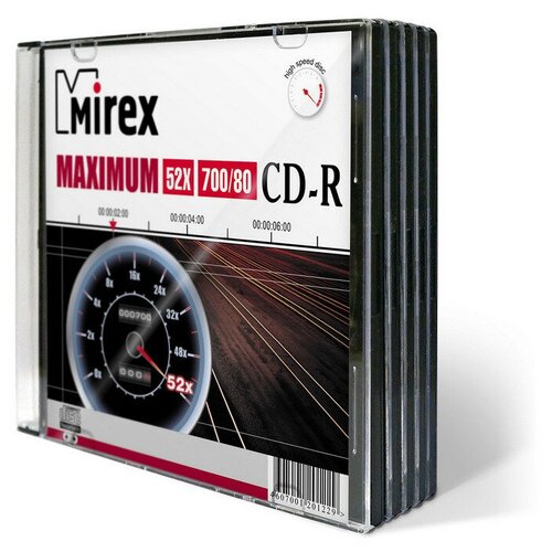 Носители информации CD-R, 52x, Mirex Maximum, Slim/5, UL120052A8F