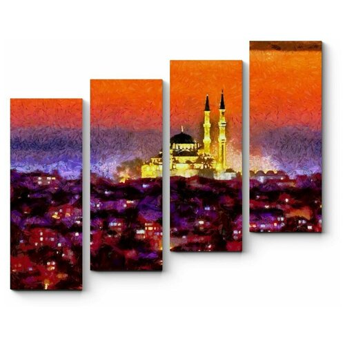 Модульная картина Сияющий Стамбул ночью 120x104