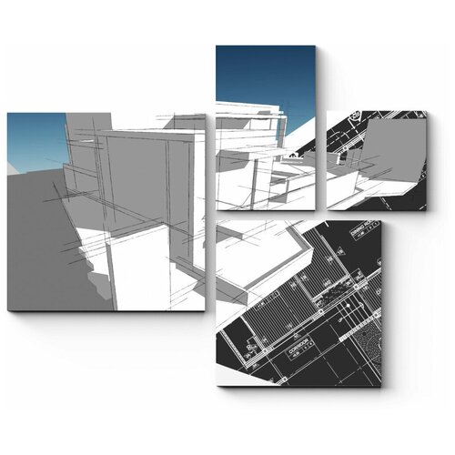 Модульная картина Архитектурный скетч 102x85