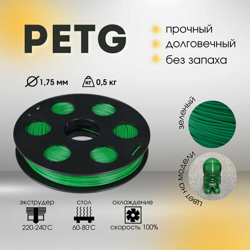 Зеленый PETG пластик Bestfilament для 3D-принтеров 0,5 кг (1,75 мм)