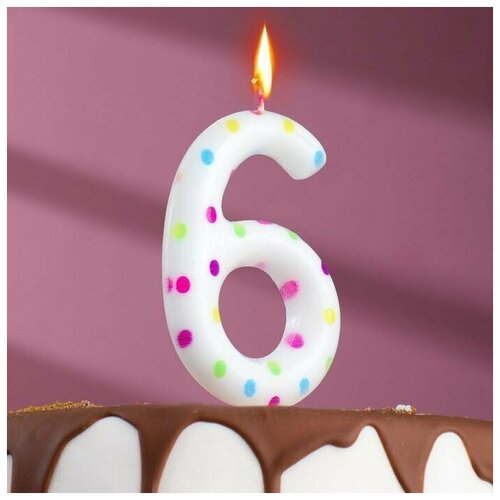 Свеча в торт на день рождения Конфетти, цифра 6 , гигант, 9 см