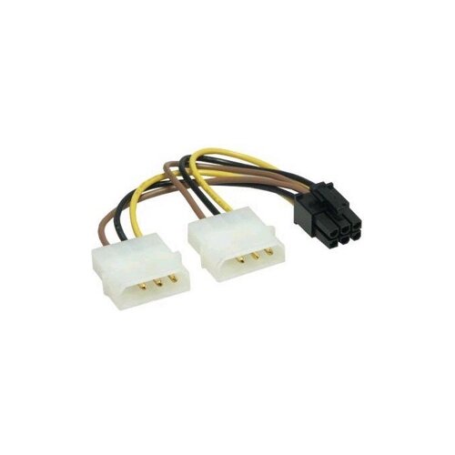 Разветвитель Cablexpert CC-PSU-6 2хMolex->PCI-Express 6pin, 0.13 м, 1 шт., черный, желтый