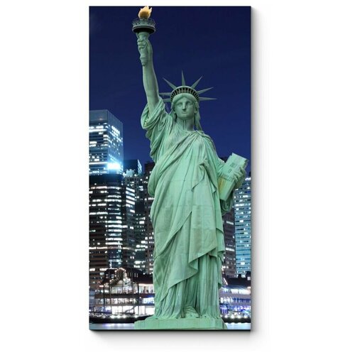 Модульная картина Статуя свободы в свете огней Манхэттена, Нью-йорк 90x180
