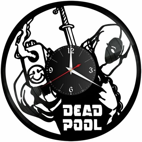 Часы из винила Redlaser "Deadpool, Дэдпул, Марвел, Marvel Comics" VW-10307