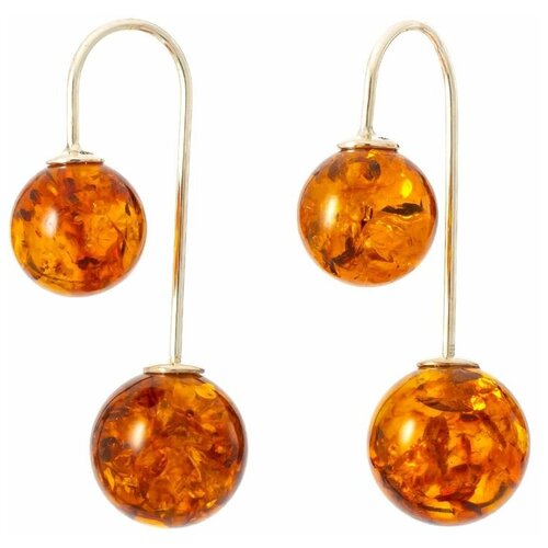 Серьги пусеты Amberprofi, серебро, 925 проба, янтарь