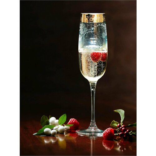 Подарочный набор бокалов для шампанского с алмазной гравировкой PROMSIZ Нежность, 175 мл, 2 шт.