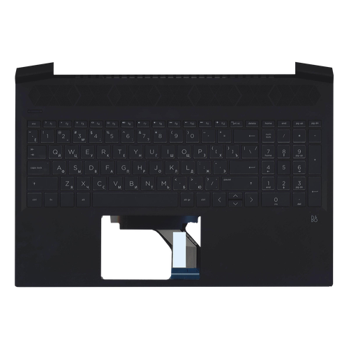 Клавиатура (топ-панель) для ноутбука HP Pavilion Gaming 16-A черная с черным топкейсом