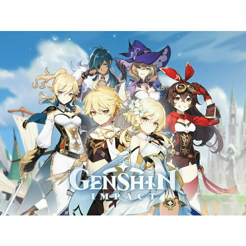Плакат, постер на холсте Genshin Impact/игровые/игра/компьютерные герои персонажи. Размер 30 х 42 см