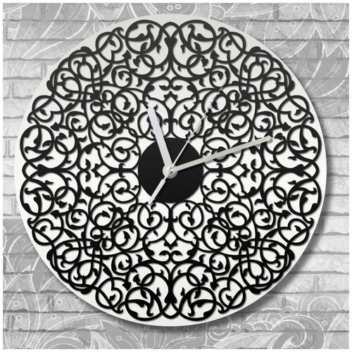 Настенные часы деревянные бесшумные Цветы (кружево) - 3
