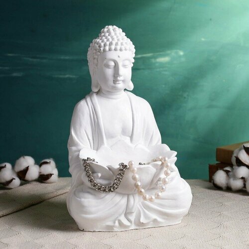 Хорошие сувениры Подставка для мелочей "Будда с лотосом" белая, 19х17х32