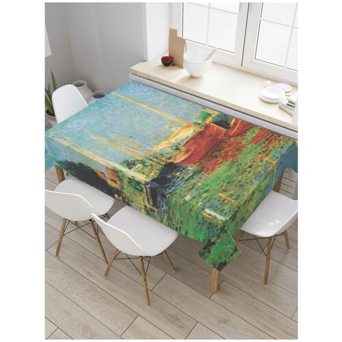Скатерть прямоугольная JoyArty на кухонный стол "Красные лодки в Аржантее" из оксфорда, 180x145 см