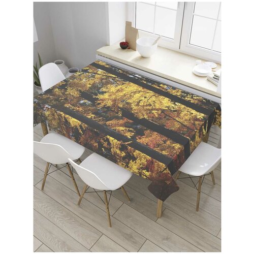 Скатерть прямоугольная JoyArty на кухонный стол "Листья осени" из оксфорда, 120x145 см