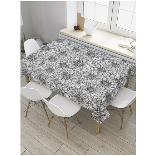 Скатерть прямоугольная JoyArty на кухонный стол "Махровые цветы" из оксфорда, 120x145 см