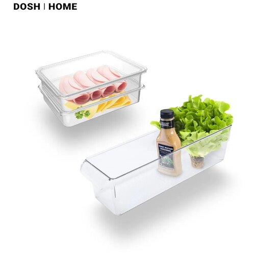 Органайзер для холодильника DOSH HOME ALIOT, набор контейнеров, для соусов, для продуктов, 3 предмета