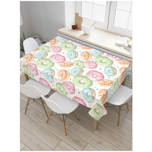 Скатерть прямоугольная JoyArty на кухонный стол "Пончики" из оксфорда, 120x145 см
