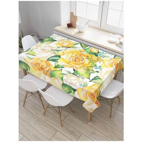 Скатерть прямоугольная JoyArty на кухонный стол "Нужно больше цветов" из оксфорда, 180x145 см
