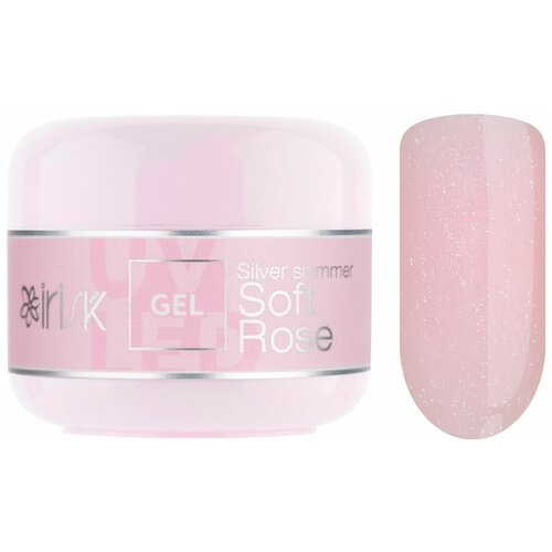 IRISK Гель для наращивания, моделирования ногтей с шиммером ABC, оттенок № 14 Soft Rose (Silver shimmer)