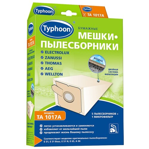 Тайфун Бумажные мешки-пылесборники TA 1017A, белый, 5 шт.