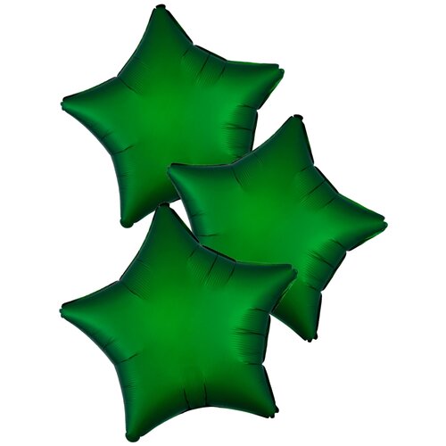 Набор воздушных шаров Anagram звёзды Сатин, Зелёный, 46 см, 3 шт