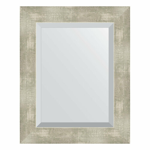 Зеркало настенное с фацетом EVOFORM в багетной раме алюминий, 41х51 см, для гостиной, прихожей, кабинета, спальни и ванной комнаты, BY 1361