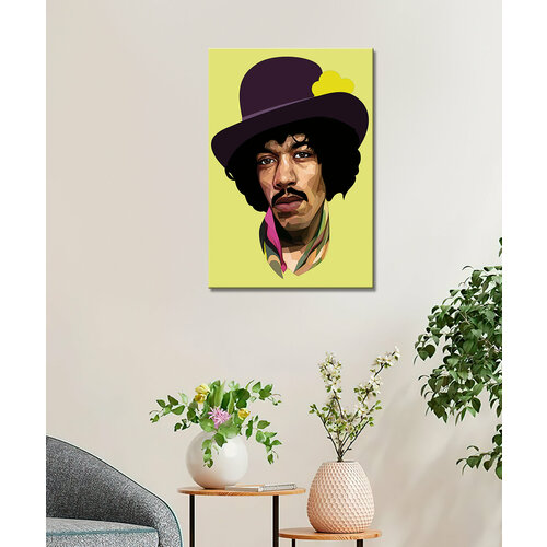 Картина/Картина на холсте для интерьера/Картина на стену/Картина для кухни/ -Джими Хендрикс фиолетовая шляпа 50х70