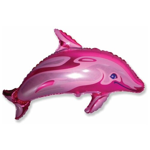 Шар фольгированный фигурка Дельфин розовый" 95 см