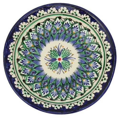 Шафран Тарелка Риштанская Керамика Цветы, 15.5 см микс 15.5 см 100 шт.