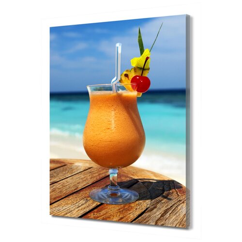 Картина на холсте "Фруктовый коктейль с вишней" PRC-204 (30x45см). Натуральный холст