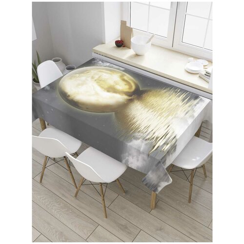 Скатерть прямоугольная JoyArty на кухонный стол "Солнце в море" из оксфорда, 180x145 см