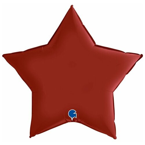Шар (36'/91 см) Звезда, Рубиновый, Сатин, 1 шт.