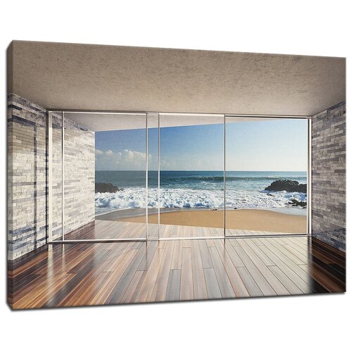 Картина Уютная стена "Потрясающие вид на море из окна" 90х60 см