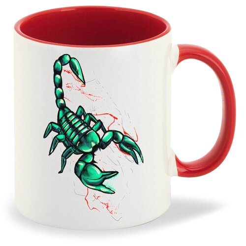 Кружка красный CoolPodarok Зелёный скорпион