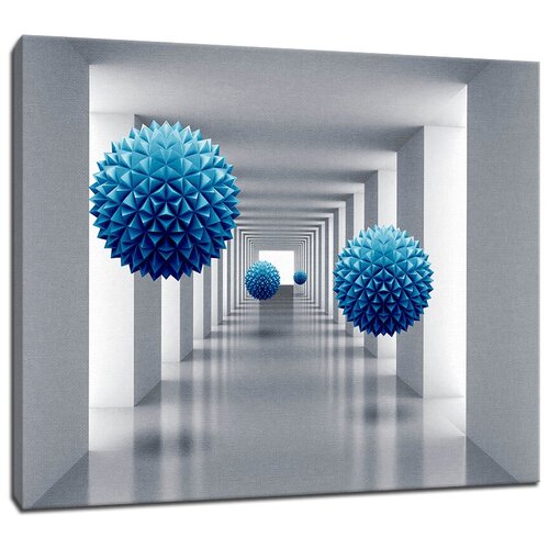 Картина Уютная стена "Туннель с синими 3D шарами" 80х60 см