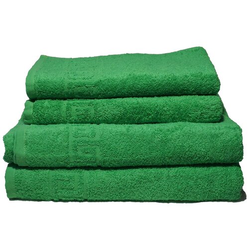 Набор банных полотенец. 50x90, 70x140 см (4 шт.). Зелёный.